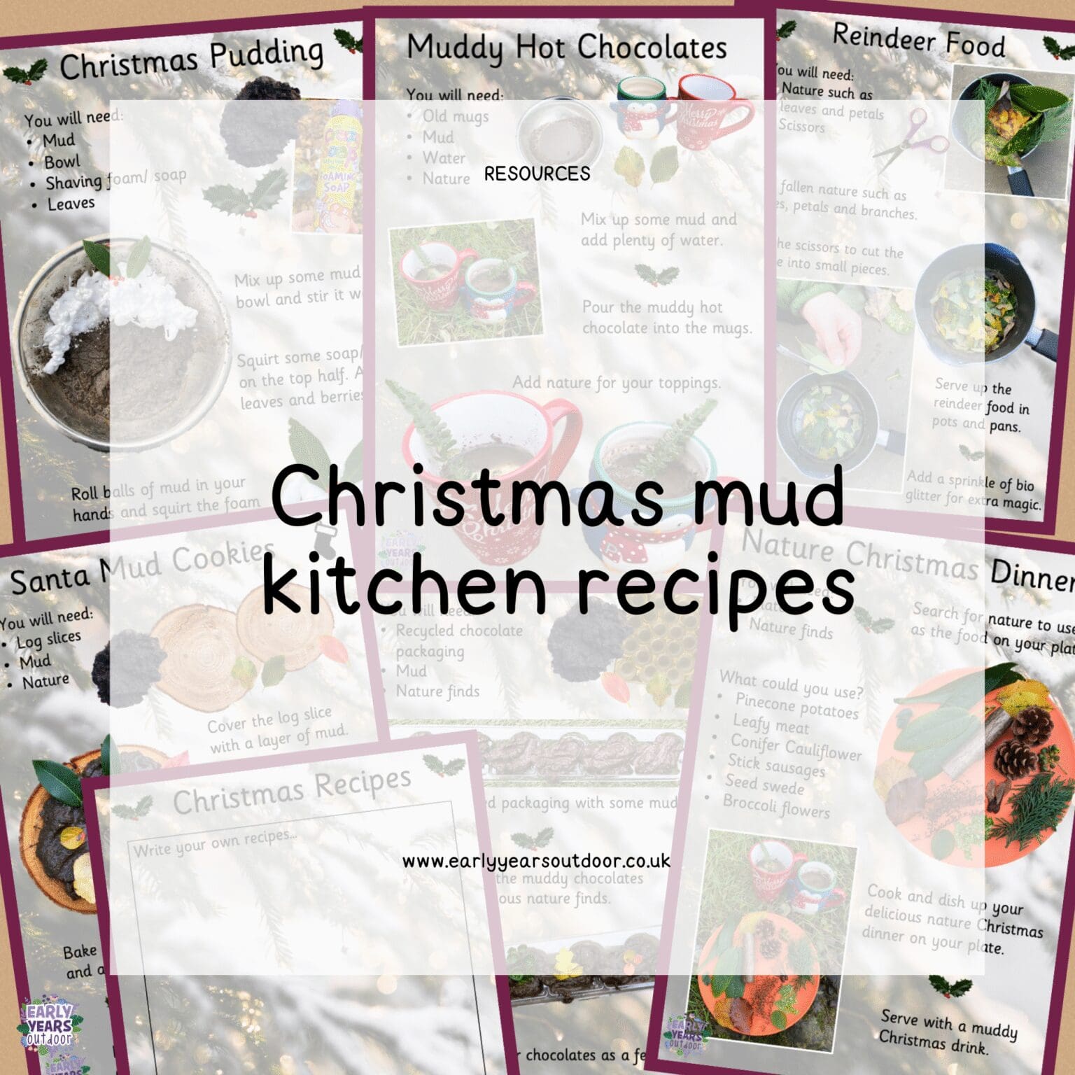 Christmas mud kitchen recipes - Early Years Outdoor